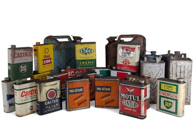Set of 18 small empty motor oil cans, 4 medium size cans ... - 84844461 ...