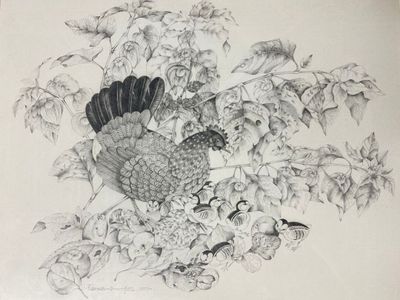 20th century school. Hen and her young, 1990 Graphite pe... - 85341732 ...