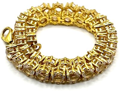 Line bracelet in 925/1000 vermeil set with round rose qua... - 84900407 ...